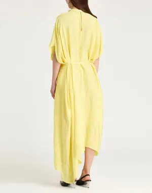 Balenciaga Short-sleeve Belted Long Dress