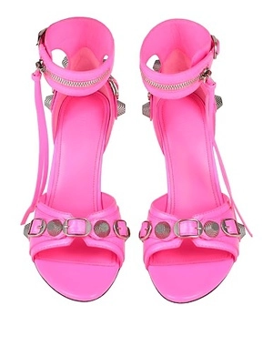 Balenciaga High-heeled Strappy Sandals With Buckles And Zipper Detail - Pink