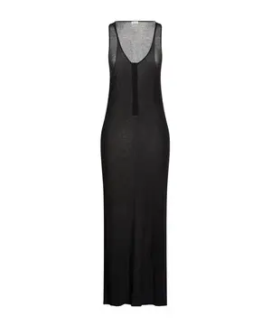 Saint Laurent Ribbed Jersey Sleeveless Maxi Dress