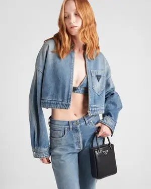 Prada Cropped Organic Denim Jacket