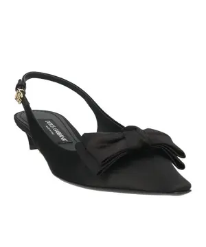 Dolce & Gabbana Satin Bow Slingback Kitten Heel Pumps