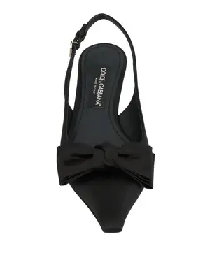 Dolce & Gabbana Satin Bow Slingback Kitten Heel Pumps