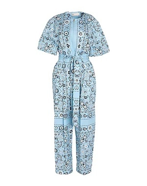 Tory Burch Printed Short-sleeve Romper - Blue