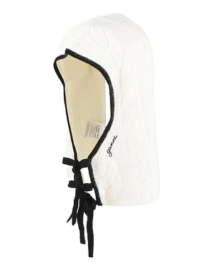 GANNI Cable-knit Balaclava - White