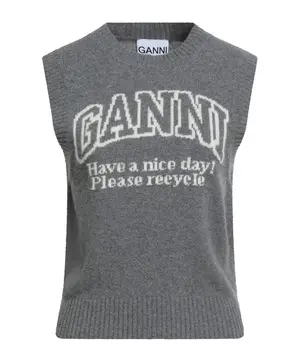 GANNI Intarsia-knit Sleeveless Jumper