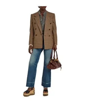 Chloé Checked Double-breasted Wool Blazer