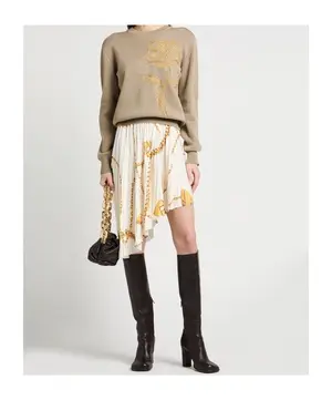 Burberry Asymmetrical Pleated Skirt With Graphic Print - White