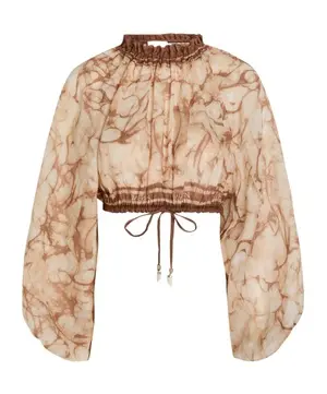 Zimmermann Tie-dye Cropped Ramie Top - Nude