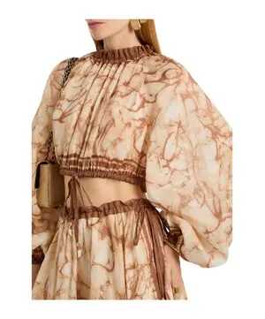 Zimmermann Tie-dye Cropped Ramie Top