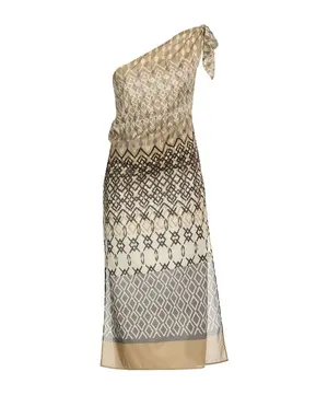 Brunello Cucinelli Colorful Woven One-shoulder Dress - Nude