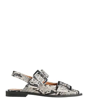 GANNI Ballet Flats In Snakeskin Print With Buckle Fastening