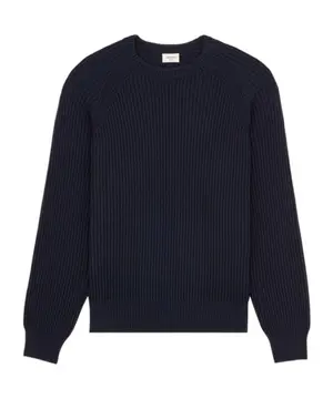 Saint Laurent Crewneck Fisherman's Rib Sweater - Black