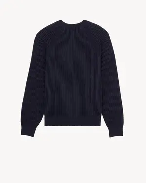 Saint Laurent Crewneck Fisherman's Rib Sweater - Black