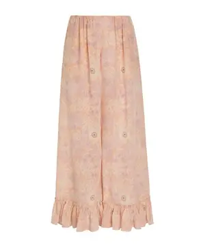 Chloé Ruffled Floral Print Wide Leg Pants