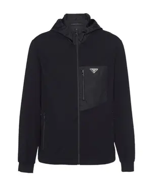 Prada Technical Cotton And Re-nylon Hooded Cardigan