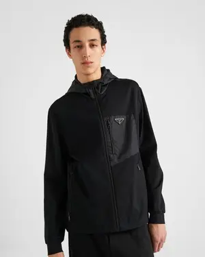 Prada Technical Cotton And Re-nylon Hooded Cardigan