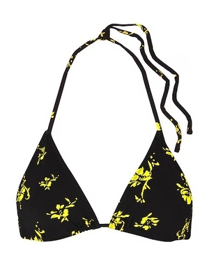 GANNI Floral Print Triangle Bikini Top - Black