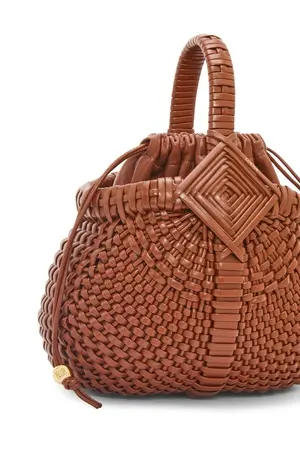 Loewe Mini Diamond Round Basket Bag In Calfskin