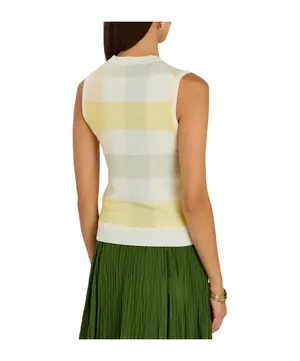 Vince Checked Fine-knit Wool Tank Top