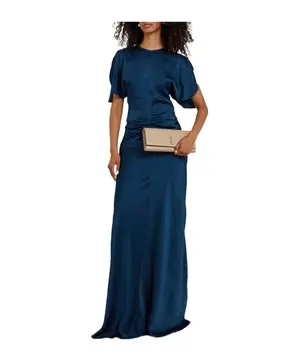 Victoria Beckham Gathered Satin-crepe Gown