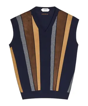Versace Wool Leather Patch Vest