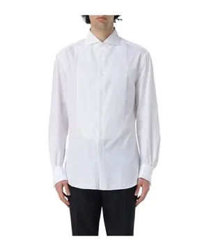 Brunello Cucinelli Sea Island Cotton Twill Slim Fit Tuxedo Shirt With Pleated Bib, Spread Collar And French Cuffs