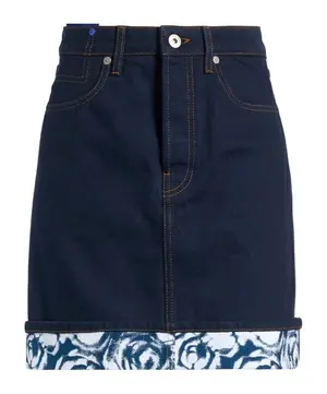 Burberry A-line Denim Skirt With Printed Hem