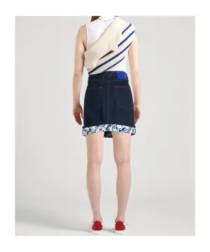 Burberry A-line Denim Skirt With Printed Hem