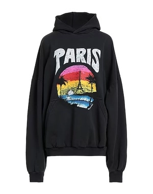 Balenciaga Solid Color Hooded Sweatshirt - Black