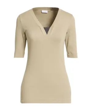 Brunello Cucinelli Solid Color V-neck Short-sleeve T-shirt - Nude