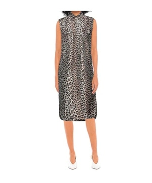 GANNI Sleeveless Leopard Print Jacquard Dress