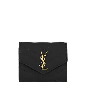 Saint Laurent Cassandre Matelassé Multi-fold Wallet In Lambskin - Black