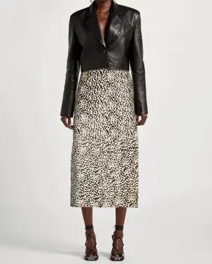 MAXCO. Max&co. Calf Hair Animal Print Midi Skirt
