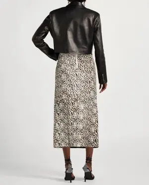 MAXCO. Max&co. Calf Hair Animal Print Midi Skirt