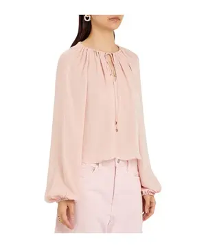 FRAME Balloon Silk Blouse - Nude