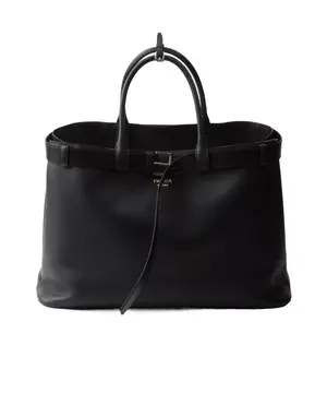 Prada Buckled Leather Tote Bag - Black