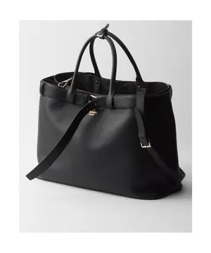 Prada Buckled Leather Tote Bag - Black