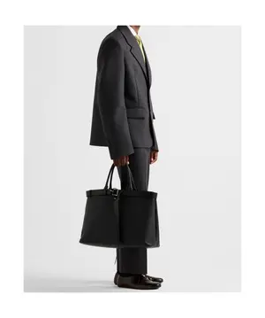Prada Buckled Leather Tote Bag - Black
