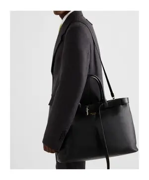 Prada Buckled Leather Tote Bag - Black
