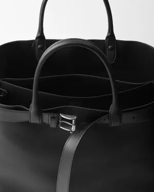 Prada Buckled Leather Tote Bag - Black
