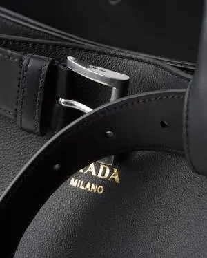 Prada Buckled Leather Tote Bag - Black