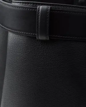 Prada Buckled Leather Tote Bag - Black