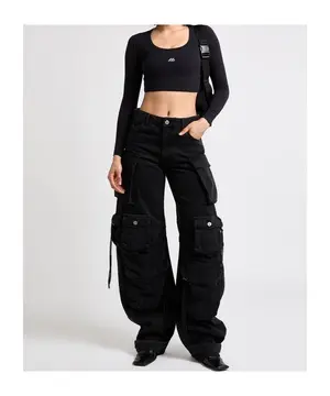 Balenciaga Logo Long Sleeve Cropped T-shirt