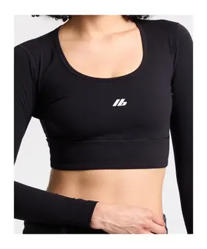 Balenciaga Logo Long Sleeve Cropped T-shirt