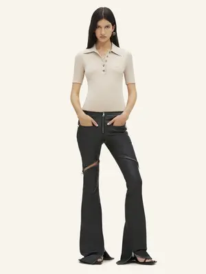 COURREGES Courrèges Rib Knit Short-sleeved Polo Shirt