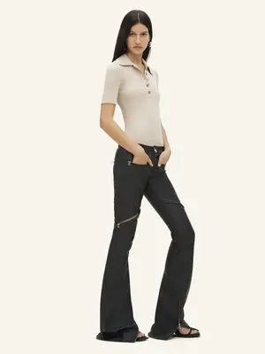 COURREGES Courrèges Rib Knit Short-sleeved Polo Shirt