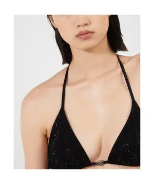 Prada Embellished Jersey Triangle Bikini Top - Black