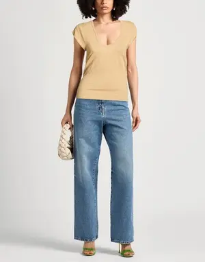 Isabel Marant Étoile Solid Linen V-neck Short-sleeve T-shirt - Nude
