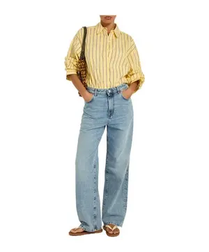 Staud Stripe Spliced Shirt Jumpsuit