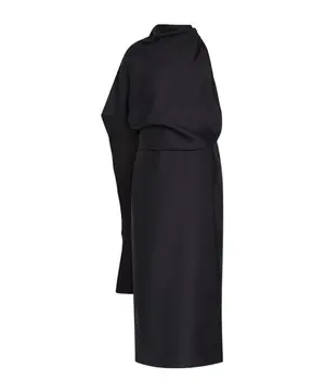 RÓHE Draped Woven Midi Dress